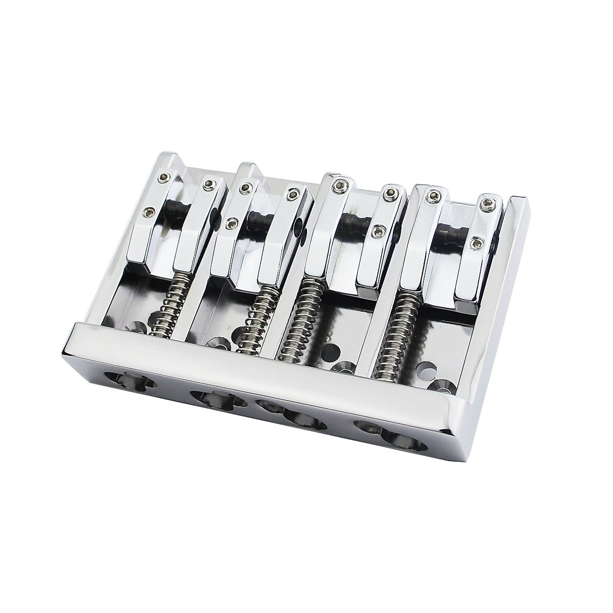 Guyker Guitar Bass Bridge - 4-String A-Style Bass Bridge .656" .687" .718" .750" .787".687" String Spacing Adjustment, Chrome
