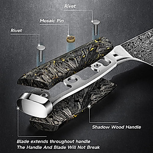 Kuwata Chef Knife, 8 Inch Damascus Professional Black Gold Series Chefs Knife, VG10 Damascus Steel Vegetable Cooking Knife, Kitchen Knife G10 Ergonomic Black Gold Handle with Gift Box