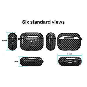 Case for AirPods Pro 2nd Generation Case Cover 2022 New, Carbon Fiber Skin Full Protective Shockproof Case for Men Women, Slim TPU case with Keychain and Lanyard (Red)