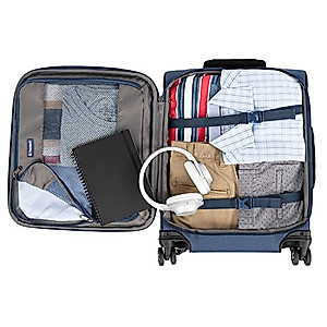 Travelpro Tourlite Softside Expandable Luggage with 4 Spinner Wheels, Lightweight Suitcase, Men and Women, Blue, Carry-On 19-Inch