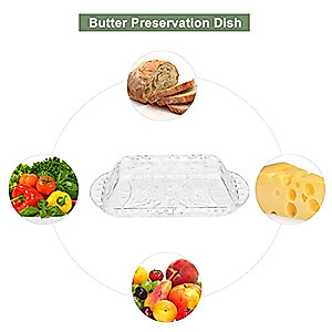 YARDWE Clear Deep Crystal Covered Butter Dish Butter Keeper Well Sealed to Keep Butter Soft Decorative Design and Antique Look Butter Dessert Tray Style 1