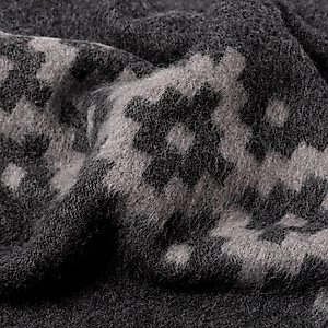Thick Alpaca Wool Blanket Heavyweight Camping Outdoors Indoors Soft Peru King Size Ethnic Design (Dark Gray - Soft Gray Design, King Size)