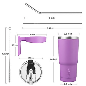 BJPKPK Tumbler With Handle 20oz Stainless Steel Insulated Tumbler With Lid And Straw For Water Or Ice Coffee,Lavender