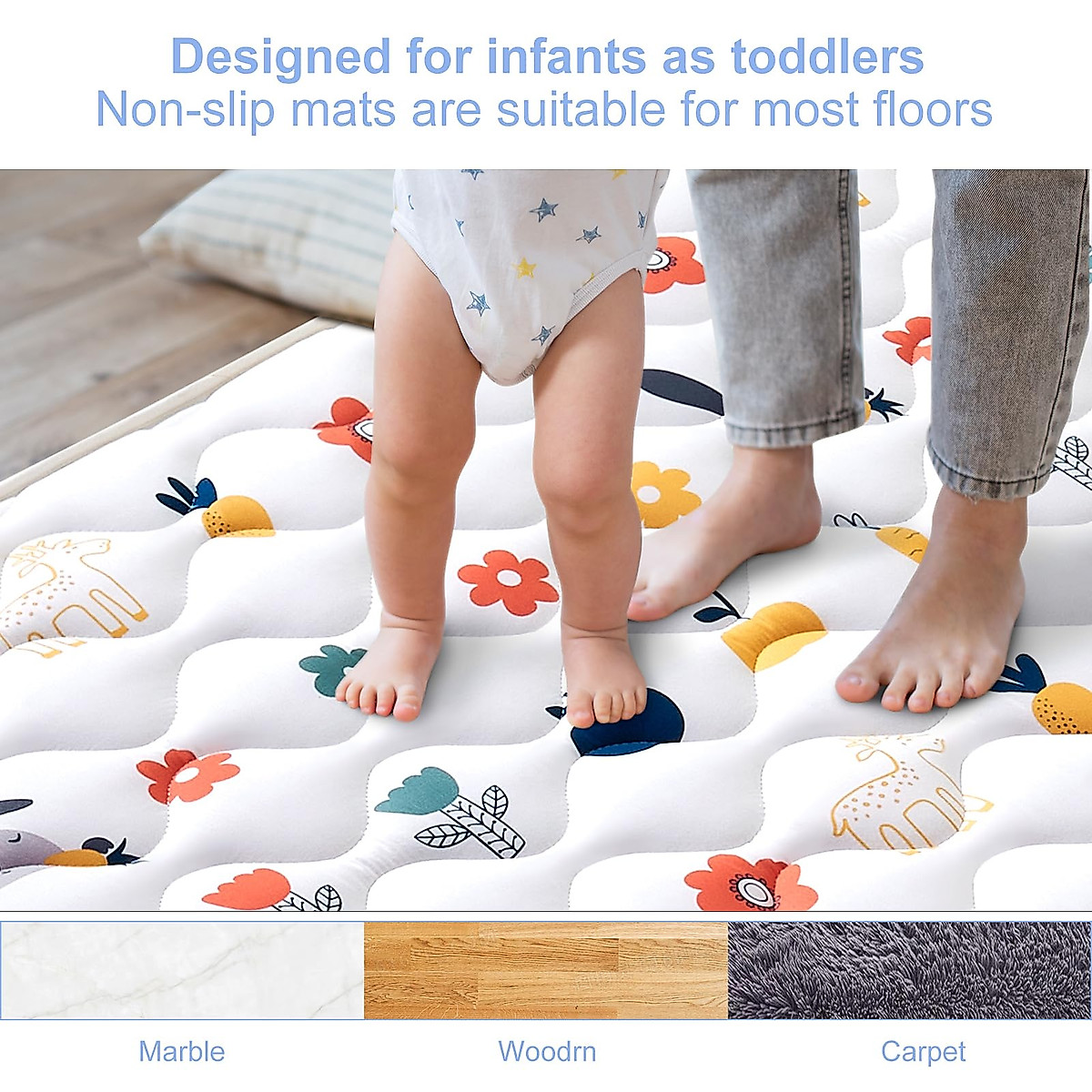 Odorless Premium Foam Baby Play Mat 71" X 59", Extra Large Activity Playmats for Babies,Toddlers, Infants, Soft Thicker Baby Mat for Floor, Play & Tummy Time, Machine Washable for Easy Care