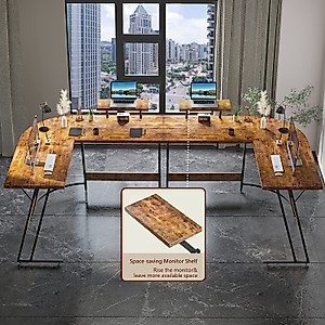 Devoko L Shaped Gaming Desk Computer Desk 51” Office Corner Desk with Monitor Stand Home Gaming Writing Study Table Workstation for Small Space (Rustic Brown)