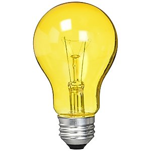 Westinghouse 0344300, 25 Watt, 120 Volt Trans Incandescent A19 Light Bulb-2500 Hours, 1 Pack, Amber