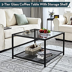SAYGOER Corner Bookshelf and Glass Coffee Table with Storage