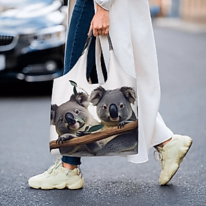 Funny Koalas Print Canvas Tote Bag Aesthetic Tote Bag Reusable Shopping Bag For Women Men Gift Bag