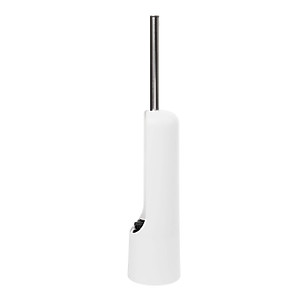 Umbra Touch Toilet Brush with Open Back Hideaway Holder – Durable, Slim, Plastic & Metal Toilet Bowl Cleaner With Rubber Finish - Soft and Dense Brush Bristles – Removes All Stubborn Stains, White