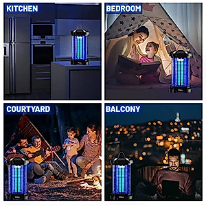 Petoor Bug Zapper Outdoor, 4250V 18W Mosquito Zapper Outdoor with Long Power Cord, Waterproof Electric Insect/Fly Trap Zapper Killer for Home Backyard Garden Patio - Black