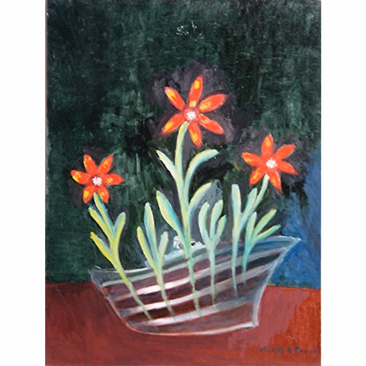 Red Lilies And Vase Shaped as a Ship