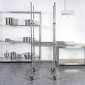 Restaurantware - SHELVING POSTS ONLY: RW Base 74 Inch Mobile Shelving Posts, 4 NSF Certified Chrome Shelving Poles - Shelves And Casters Sold Separately, Does Not Corrode, Steel Wire Shelving Poles