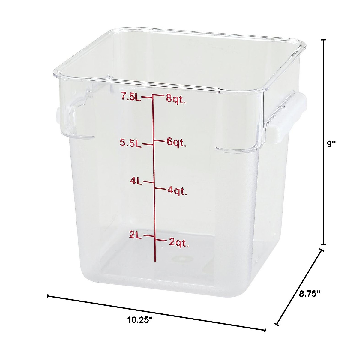 Winco PC Square Storage Container, 8quart,Clear