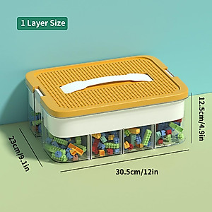 POSHIGE Stackable Toys Organizer Storage Case, Stackable Storage Container with 16 Big Compartments, Storage Box Compatible with Lego Storage Organizer, Calico Critter, Hot Wheels, Mini Action Figures