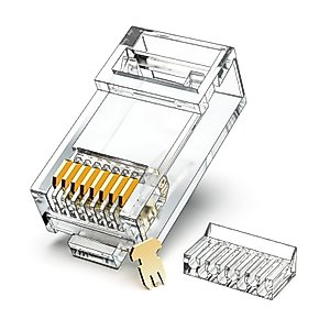 CNCOB Cat6 Connector RJ45 Connectors 100pcs UTP 8P8C RJ45 2 Pieces Load Bar Modular Plug Gold Plated Durable and Strong Connection for Cat6 Cat5e