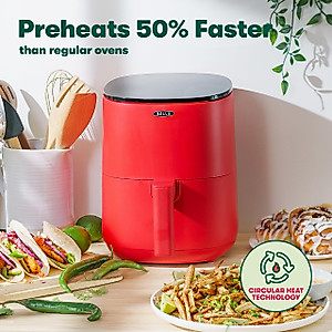 BELLA 2.9 Qt Touchscreen Air Fryer Oven and 5-in-1 Multicooker with Removable NonstickDishwasher Safe Crisping Tray and Basket, 1400 Watt Heating System, Matte Red