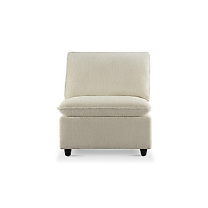 CHERS Sectional Couches for Living Room, 95" Cloud Modular Sectional Sofa with Ottoman, Modern Fabric Upholstered L Shaped Couch with Convertible Chaise, 3 Seater, Natural