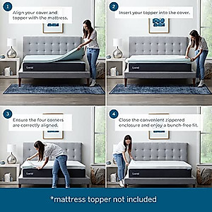 Lucid 2 Inch Mattress Topper Cover Twin – Cover For Mattress Topper - Mattress Topper Cover with Zipper – Twin Mattress Cover - Cover Only, White