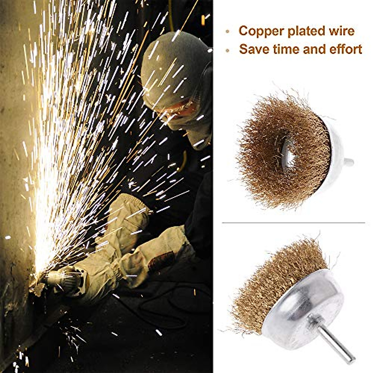 Rocaris 6 Pack Wire Wheels Brush, 3 Inch Knotted and Plated Crimped and 1-Inch Carbon Knot Wire End Brush, Cup Wire Wheels Brush Set Perfect For Removal of Rust/Corrosion/Paint