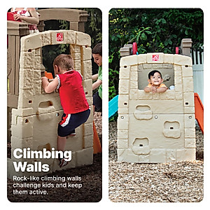 Step2 Naturally Playful Woodland Climber, Kids Outdoor Playset, Backyard Playground Set, Slide, Rock Climbing, Outside Jungle Gym, For Toddlers 2-6 Years Old