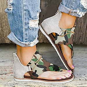 Sandals for Women Dressy Summer Women's Ladies Casual Camouflage Flip Flops Comfy Sandals Zipper Shoes Shoes Womens Sandals