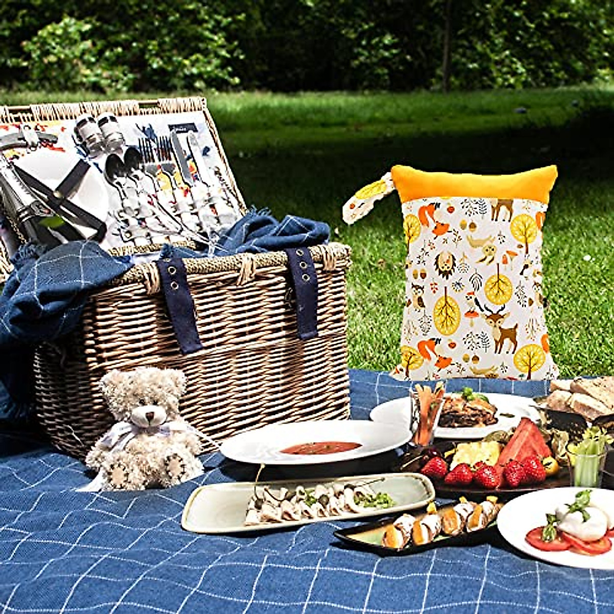 BabyG 2pcs Waterproof Wet and Dry Bag with Two Zippered Pockets, Washable, Reusable for Travel,Hiking, Beach, Pool, Stroller, Diapers, Wet Swimsuits, Toiletries (Orange), 11.8x15.8 Inch (BG2017)