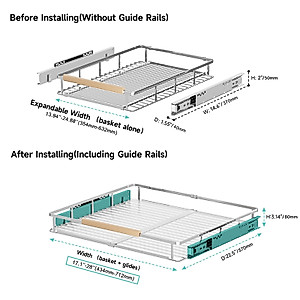 jkxoo 2Pack Expandable Pull Out Cabinet Organizer, Adjustable Width:17.1~28''W x 22.5''D Under Sink Organizer, Drawer Storage Shelves for Kitchen, Bathroom, Closet, Pantry, Cupboard, Pots, Pans