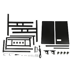 BINELUCOLU Mobile Stand Up Desk, 27.5-45.3in Height Adjustable Standing Desk with Keyboard Tray Hooks USB Interfaces& Socket Rolling Laptop Cart Computer Workstations