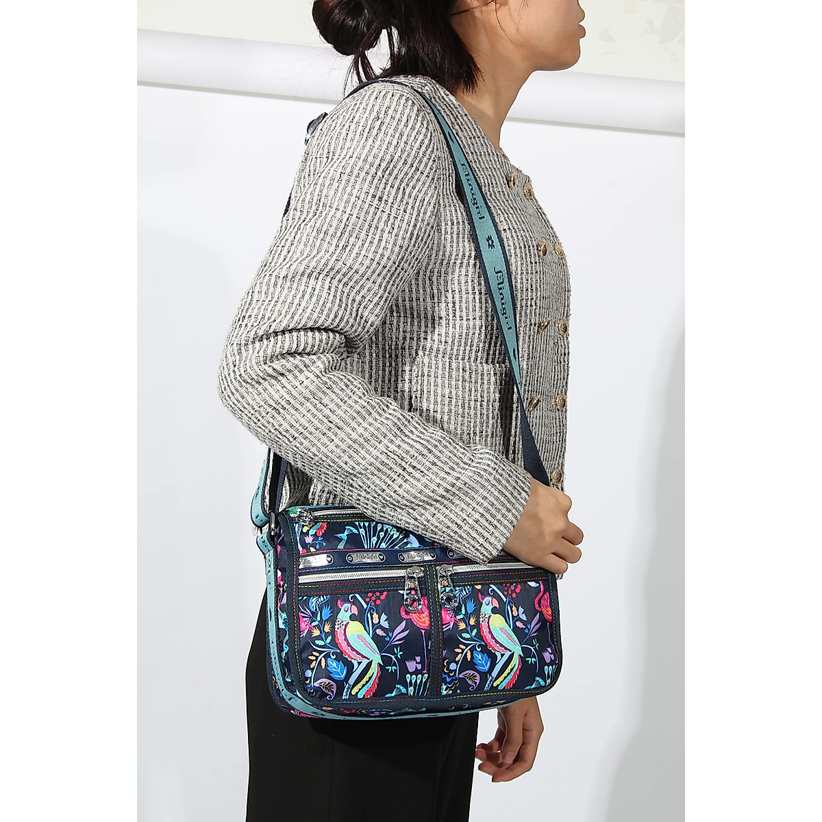 Oudduo Women Lady Shoulder Handbag Phoenix Nylon Casual Fashion Shoulder Bag Waterproof Travel Crossbody Bag Multiple Compartments (Birds)