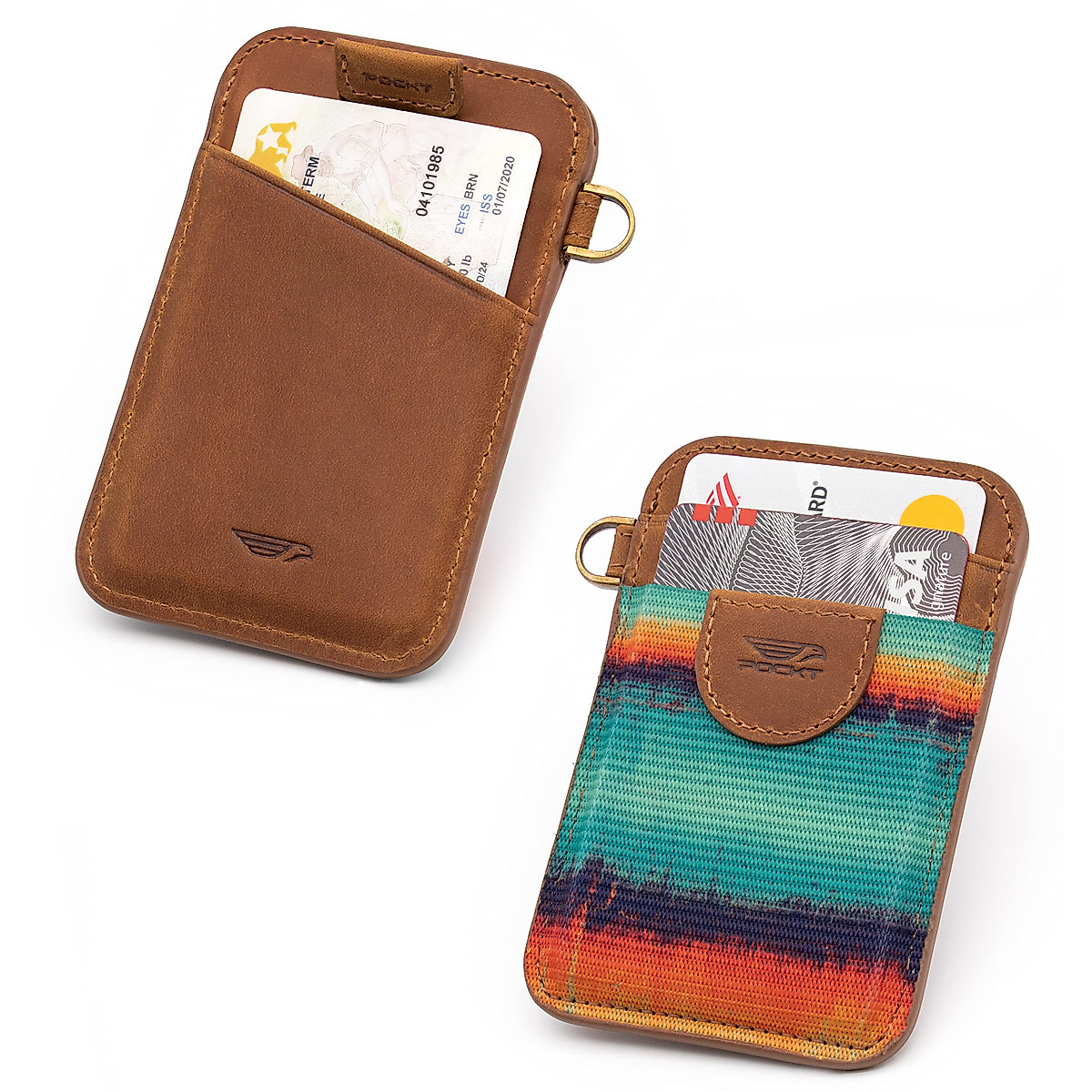 POCKT Slim Card Holder Wallet For Men and Women - Minimalist Front Pocket Wallet Elastic Credit Card Holder Genuine Leather RFID Blocking Card Case Wallets | Grunge