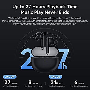 UMIDIGI Ablebuds Free Wireless Earbuds,Bluetooth 5.2 Headphones Noise Cancellation Earphones Stereo Bass Earphones，IP55 Waterproof Sports 27H Playtime in-Ear Built-in Mic Headset ENC Clear Calls