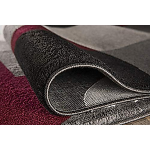 Rugshop Modern Circles Carpet Easy Maintenance for Home Office,Living Room,Bedroom,Kitchen Soft Area Rug 5'3" x 7'3" Burgundy