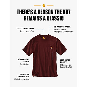 Carhartt Men's Loose Fit Heavyweight Short-Sleeve Pocket T-Shirt (Also Available in Big & Tall), Port, X-Large