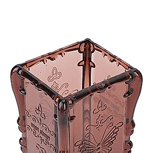 Agatige Cotton Pad Holder, Butterfly Rose Flower Cotton Pad Dispenser with Cover for Home(Translucent Coffee)