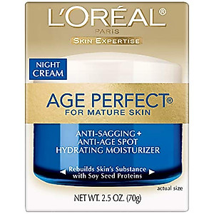 L'Oreal Paris Skin Care Age Perfect Night Cream, Anti-Aging Face Moisturizer With Soy Seed Proteins, 2.5 Oz