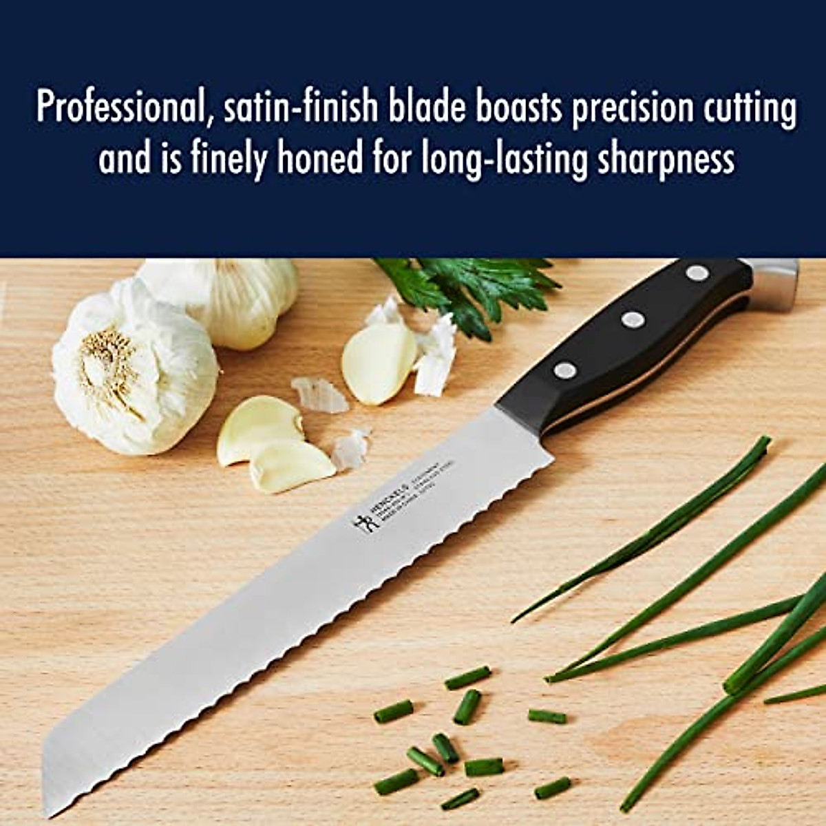HENCKELS Statement Razor-Sharp 8-inch Bread Knife, Cake Knife, German Engineered Informed by 100+ Years of Mastery