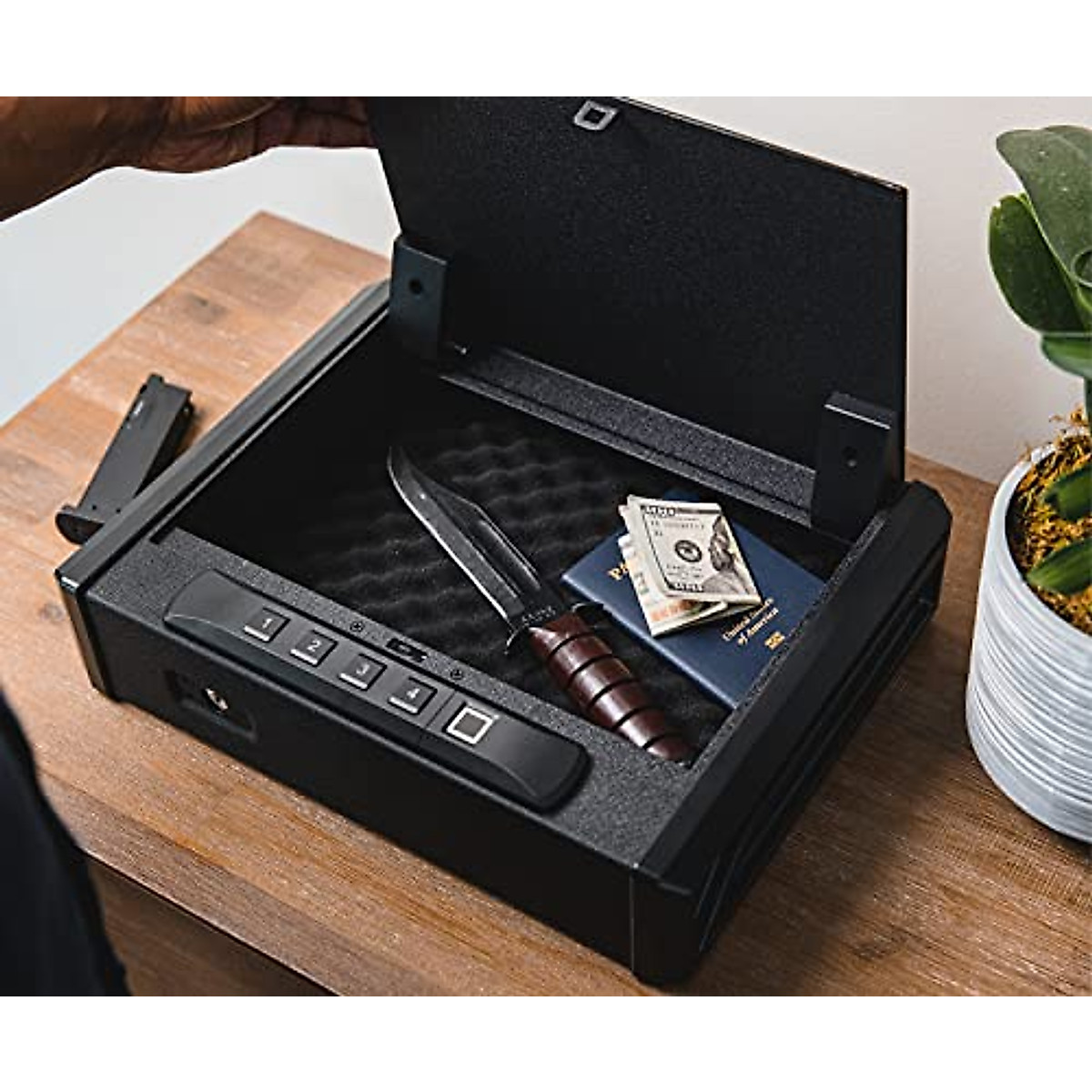 RPNB Gun Safe,California DOJ Certified,Quick-Access Pistol Safe for Multiple Handguns with Biometric Fingerprint Lock