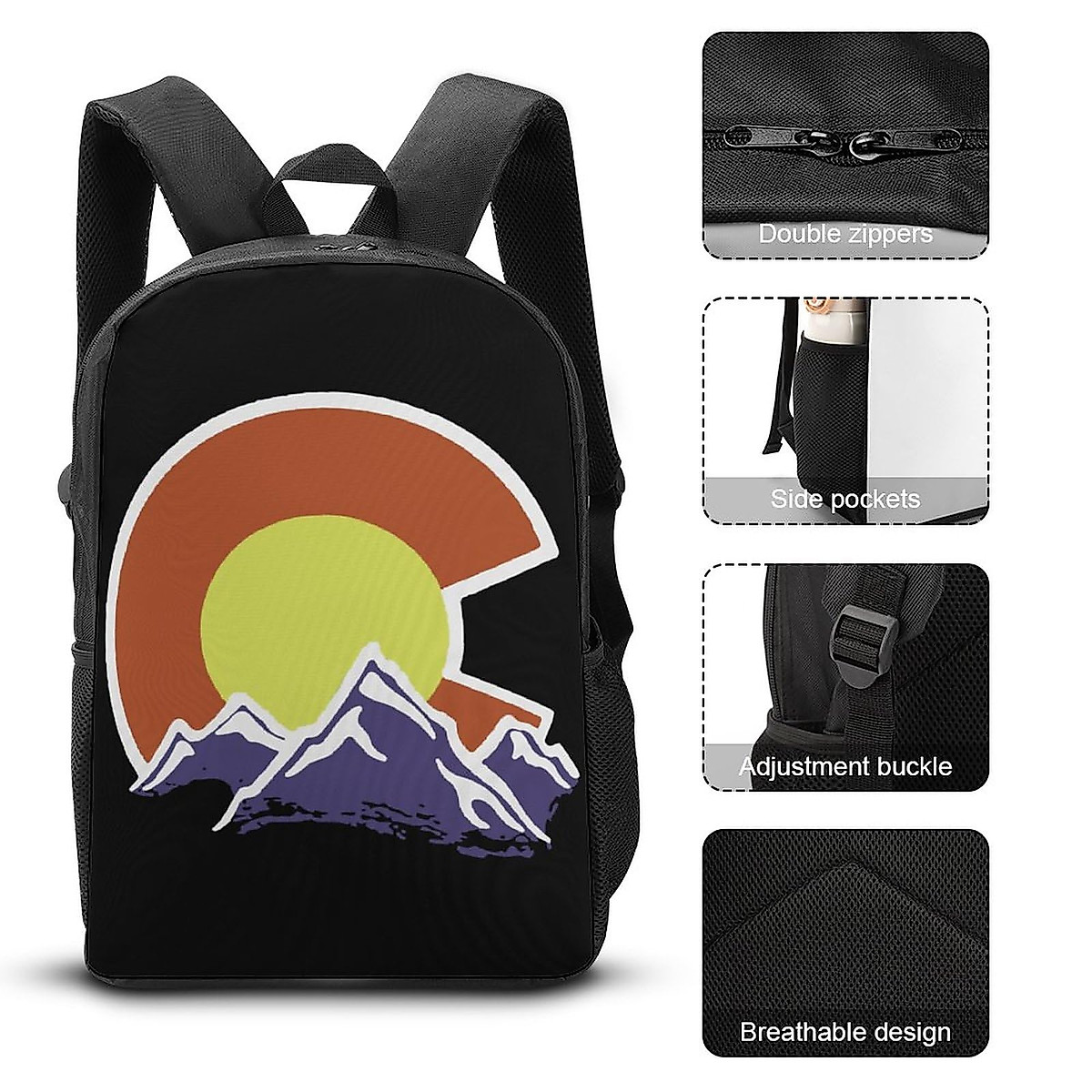 Colorado Mountain Travel Backpack Casual 17 Inch Large Daypack Shoulder Bag with Adjustable Shoulder Straps