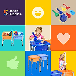 Special Supplies Sensory Activity Table for Kids and Toddlers with 2 Plastic Buckets, Easy Build Frame, and 7 Beach Toys for Interactive, Hands-On Learning Water, Sand, and STEM Play