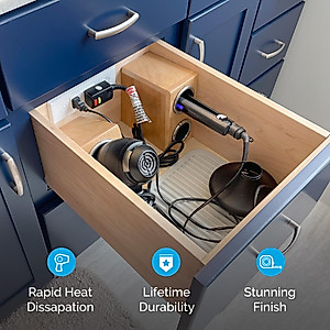 Docking Drawer 2.0" Canister for Hot Tools, Hair Dryer, Curling Iron, and Flat Iron Holder Tube RIng Capped Stainless Steel