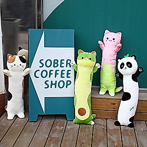 JEROKUMI Long Cat Plush Boby Pillow, 24inch Cute Long Cat Avocado Plush Pillow Long Avocado Cat Plush Toy, Cat Boby Hugging Pillow Gifts for Kids, Boys and Girls