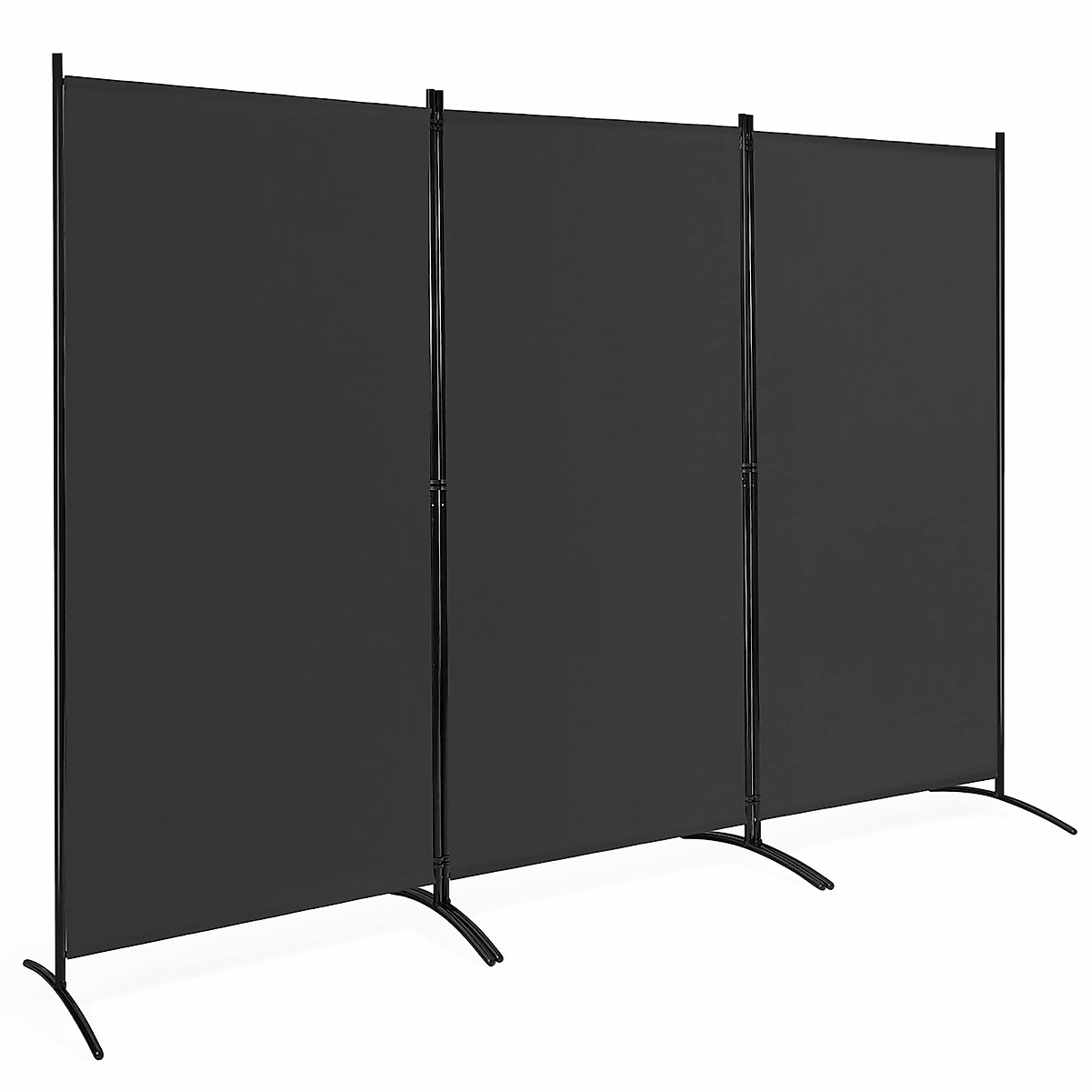 DORTALA 3-Panel Room Divider, Freestanding Folding Privacy Partition Screen with Steel Frame, Morden Room Divider for Separating Room in Bedroom, Office, Black