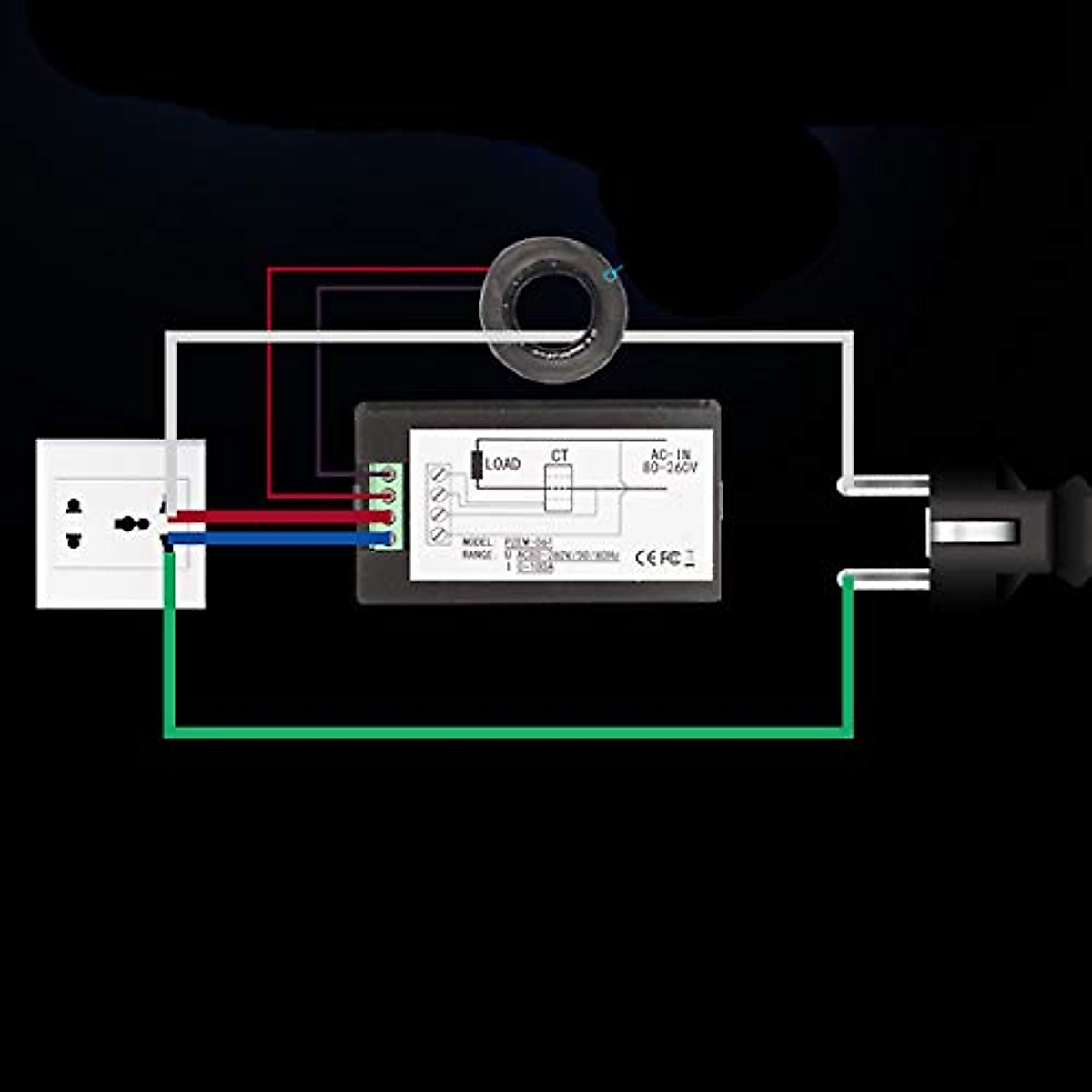 HiLetgo Digital Multimeter AC 80-260V 100A PZEM-061 LCD Display Digital Current Voltage Power Energy Multimeter Ammeter Voltmeter with Current Transformer CT