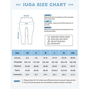 IUGA High Waisted Yoga Pants for Women with Pockets Capri Leggings for Women Workout Leggings for Women Yoga Capris Black L
