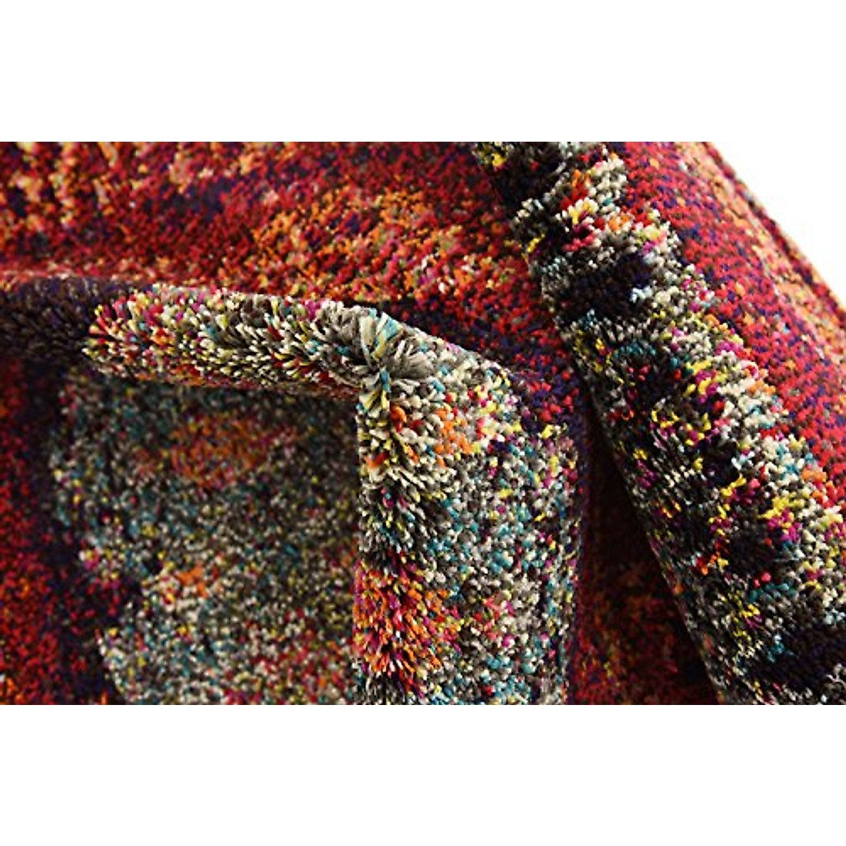 Unique Loom Estrella Collection Rustic, Distressed, Modern, Abstract Area Rug, 6 ft, Orange/Black