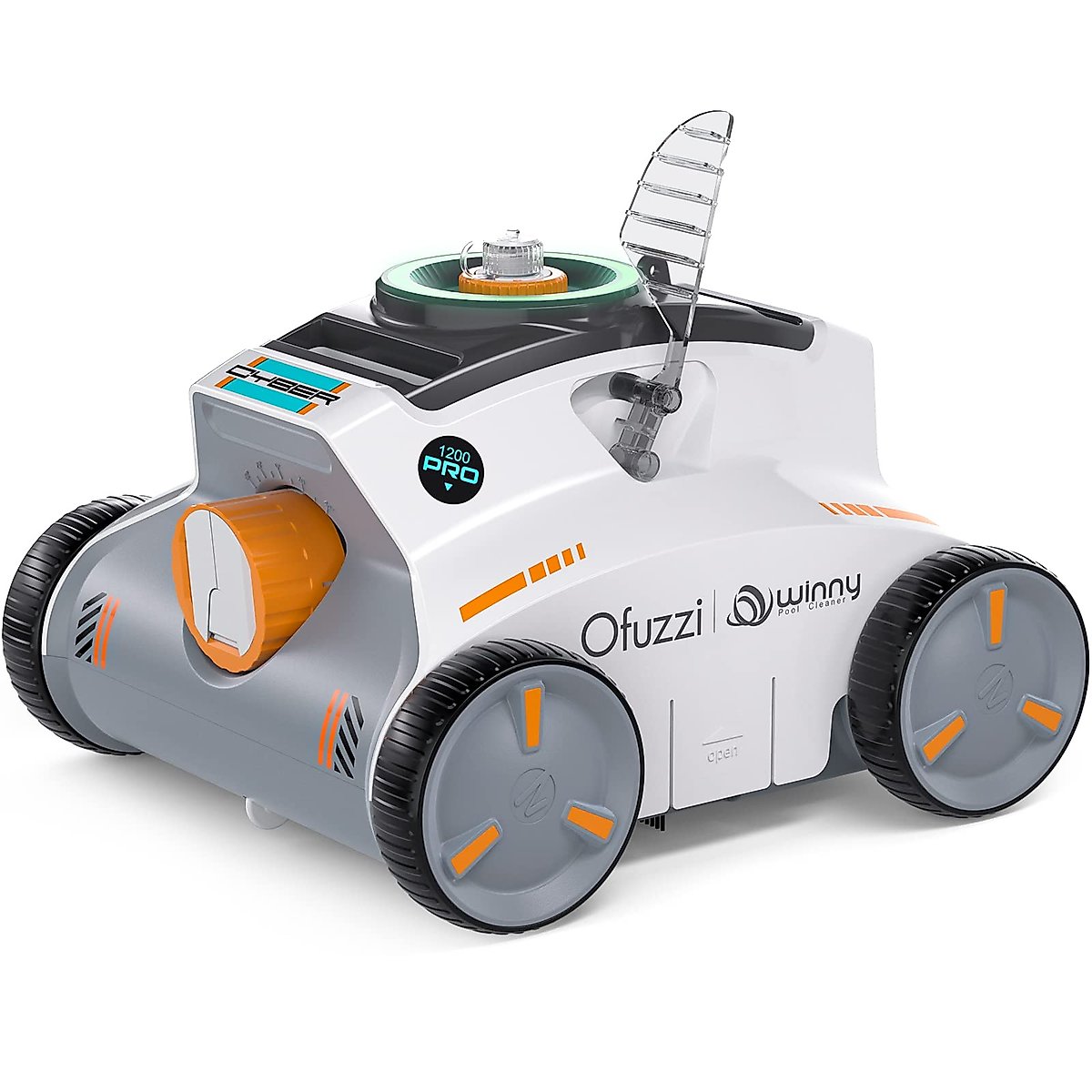 Ofuzzi Cyber 1200 Pro Cordless Robotic Pool Cleaner, Dual Navigation Path, Max.130 Mins Runtime, Stronger Suction Power Pool Robot for Above/In Ground Pools Up to 1076ft² (Orange)