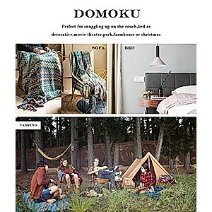 Boho Throw Blankets Outdoor Knitted Tassel Blankets, Super Soft Cozy Lightweight Couch Decorative Bohemian afghans Throw Blankets, Bed, Sofa, Outdoor Throw Blanket - All Seasons (Blue 50x60 Inch)