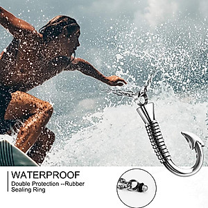 abooxiu Fishing Hook Urn Necklace for Ashes Fish Hook Stainless Steel Cremation Jewelry Memorial Pendant Keepsake for Men(Silver)