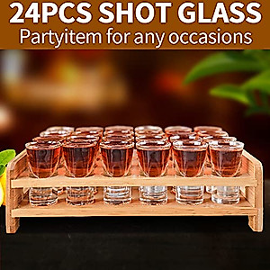 Shot Glass Set 0.5oz/15ml 24pcs Clear Shot Glass Holder Set Mini Shot Glass Perfect for Party, Bar, Club, Cocktail (24pcs)