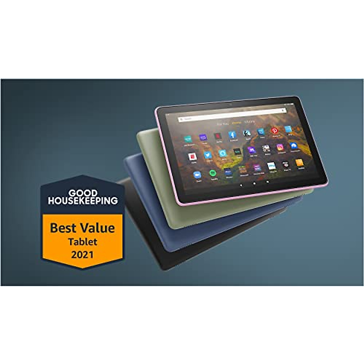 Fire HD 10 tablet, 10.1", 1080p Full HD, 32 GB, latest model (2021 release), Olive, without lockscreen ads